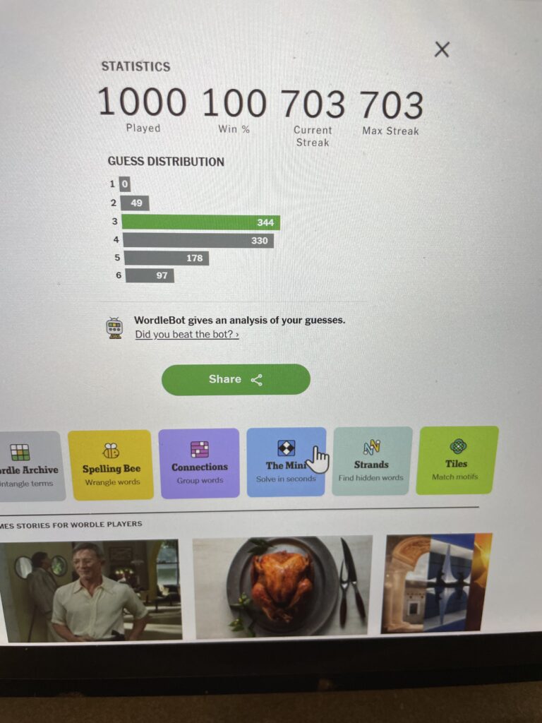 1000 games of Wordle - Ramblin' with Roger